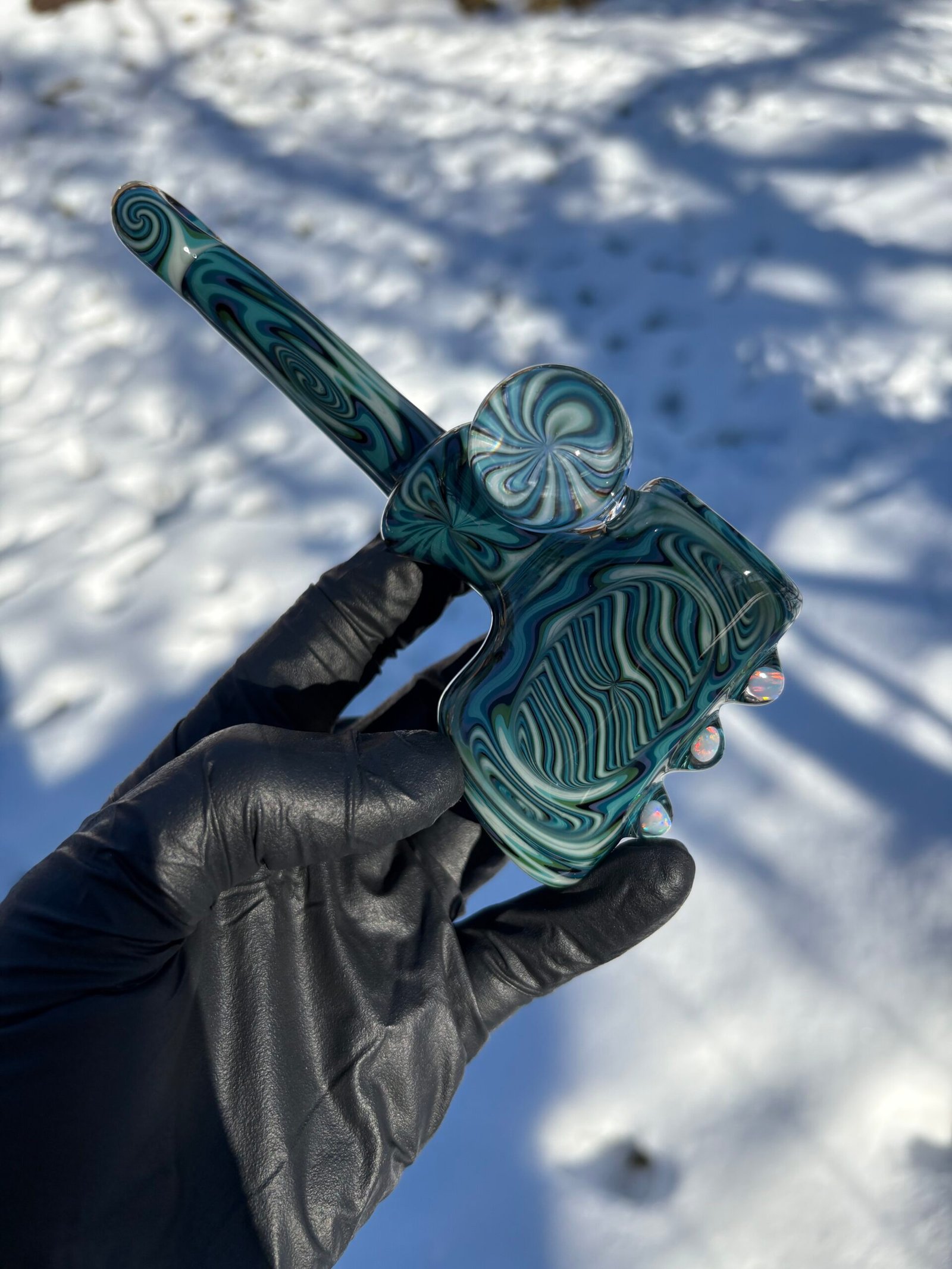 Line Work Hammer W/ Opals - Wered Glass